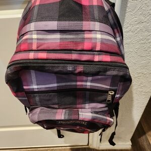 Jansport | Bags | Jansport Pink And Black Plaid Large Backpack | Poshmark